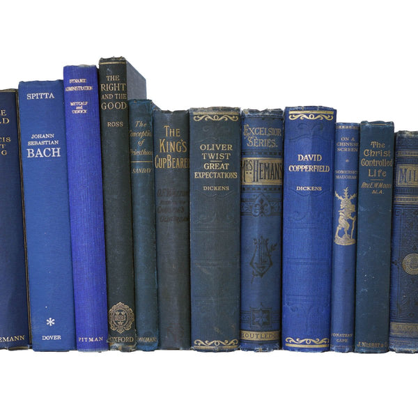 Books by the Metre | Vintage Dark Blue Books | Library Decor - Country ...