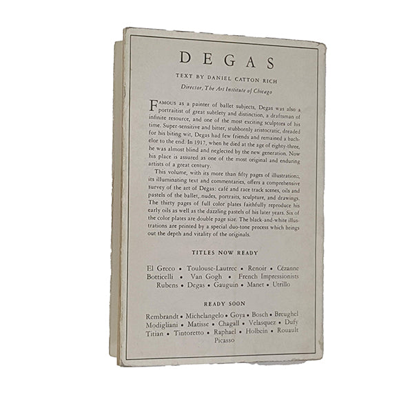 Degas text by Daniel Catton Rich - Collins 1955 - Country House Library