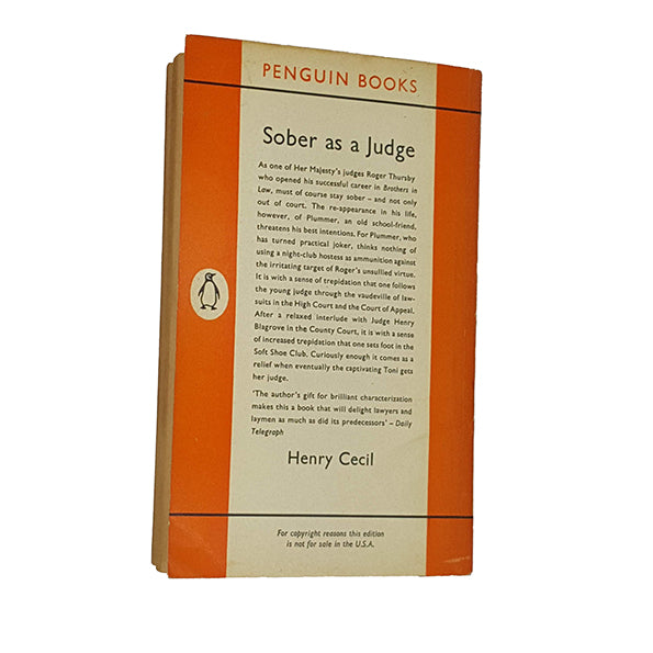 Sober as a Judge by Henry Cecil - Penguin 1962 - Country House Library